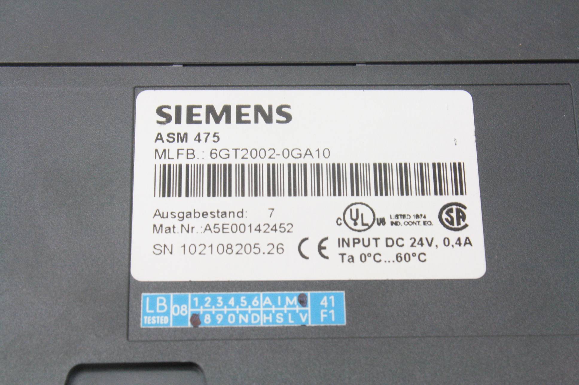 Siemens ASM 475 MLFB: 6GT2002-0GA10 Moby Interface Module - Used ...